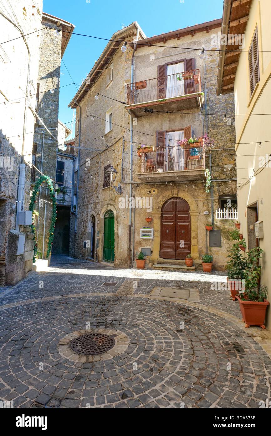 San Vito Romano, Italy, November 29, 2025. A narrow street in a small ...