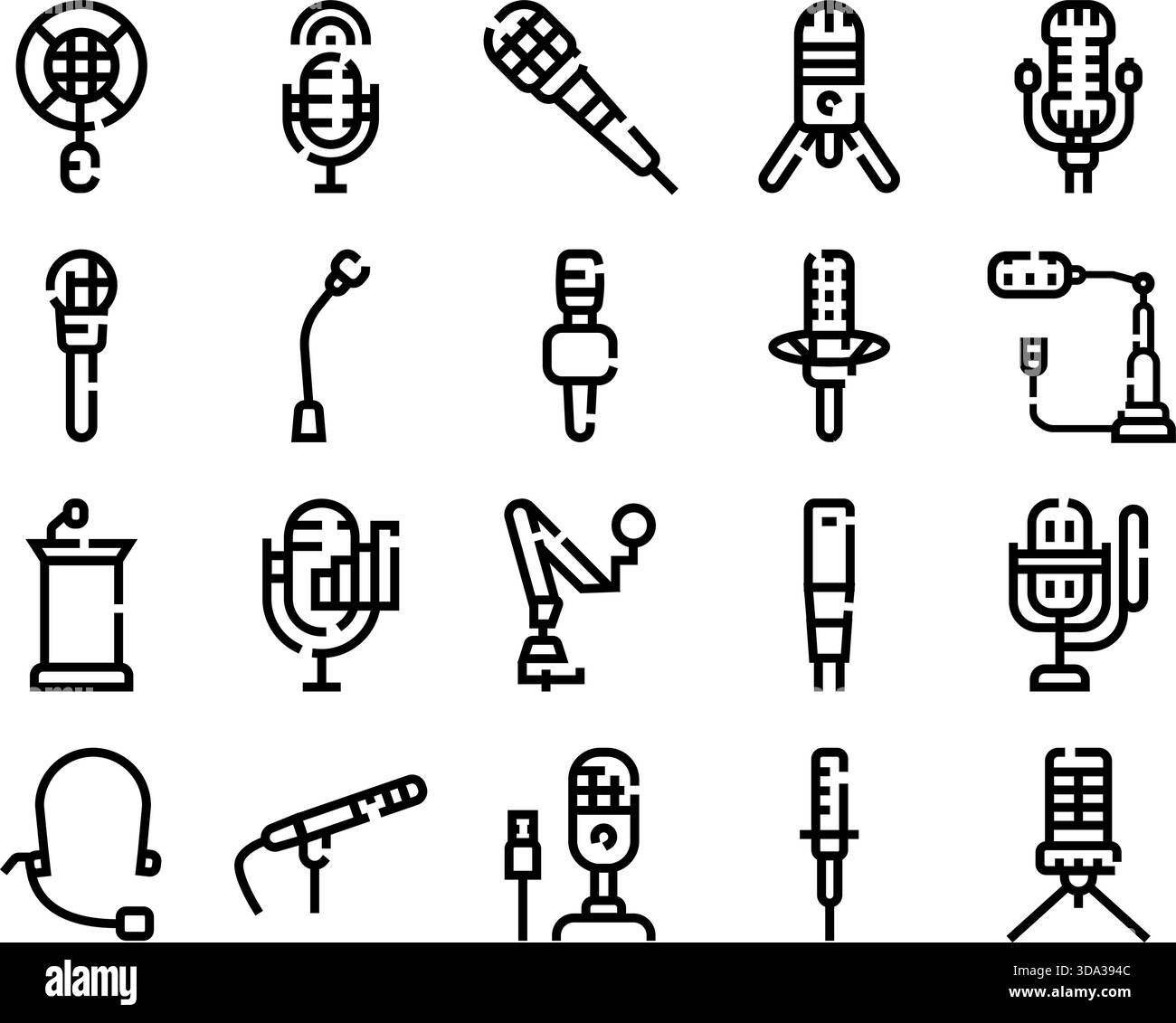 Studio microphone headset recording Black and White Stock Photos ...