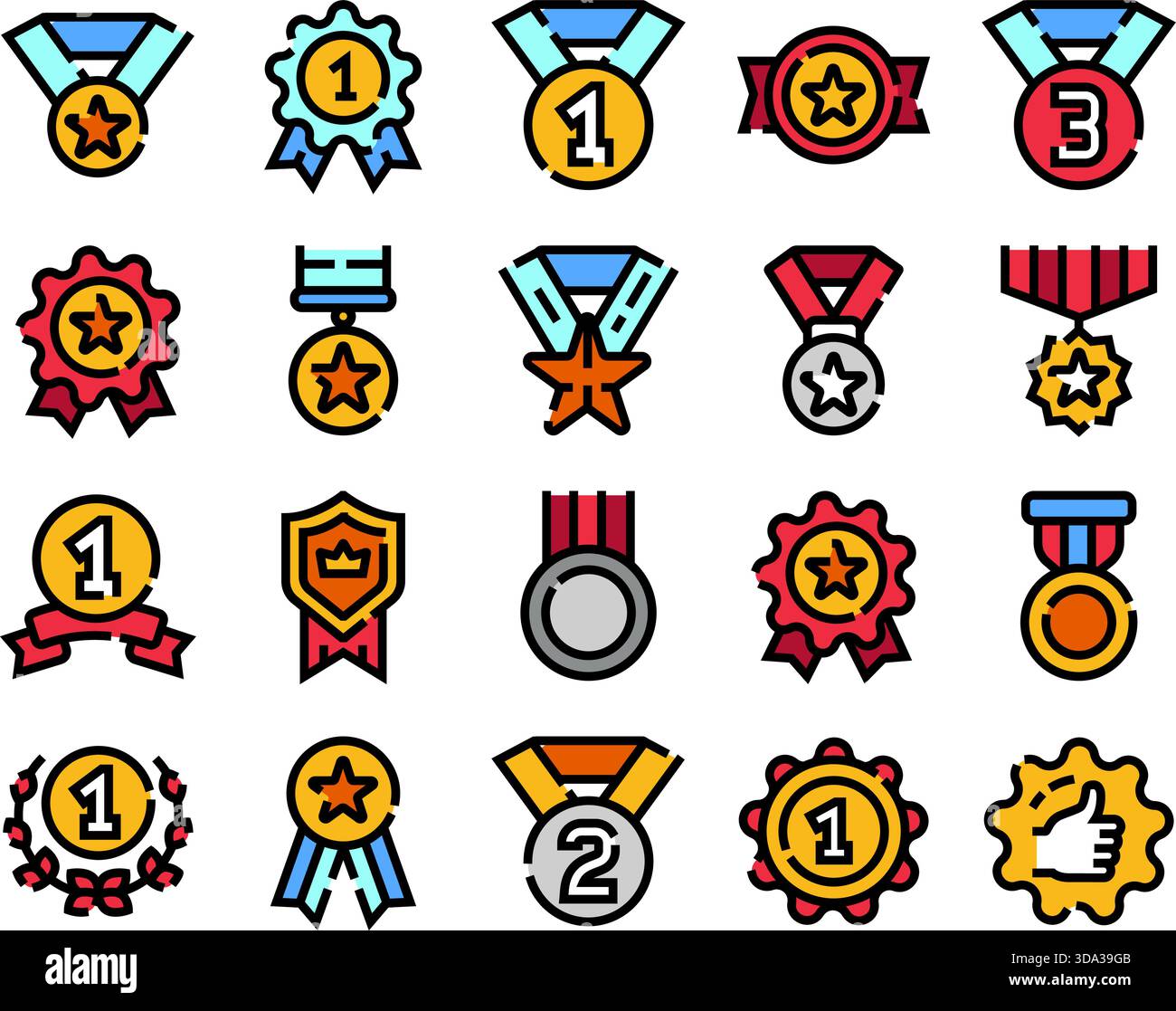 Medals and awards collection representing victory and achievement Stock ...