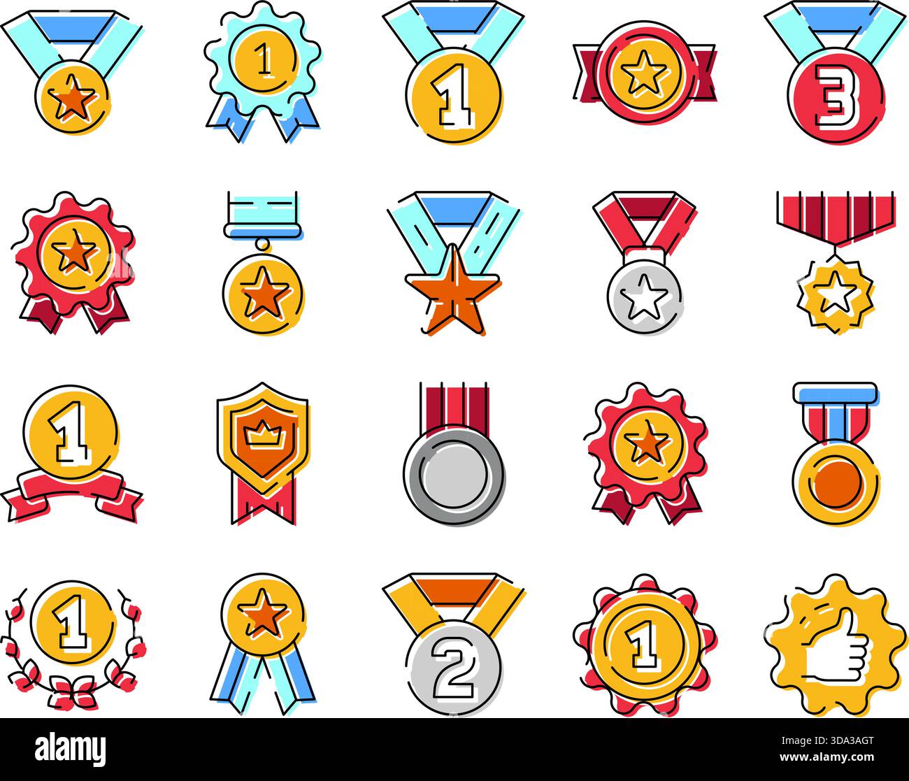 Medals and awards icons representing victory and achievement Stock ...