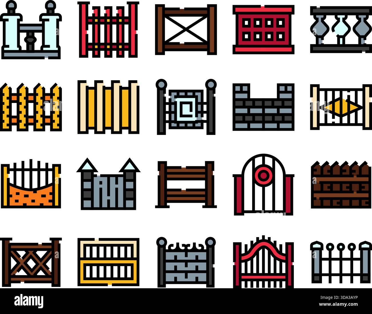 Fences and gates illustrating boundary home privacy security Stock ...
