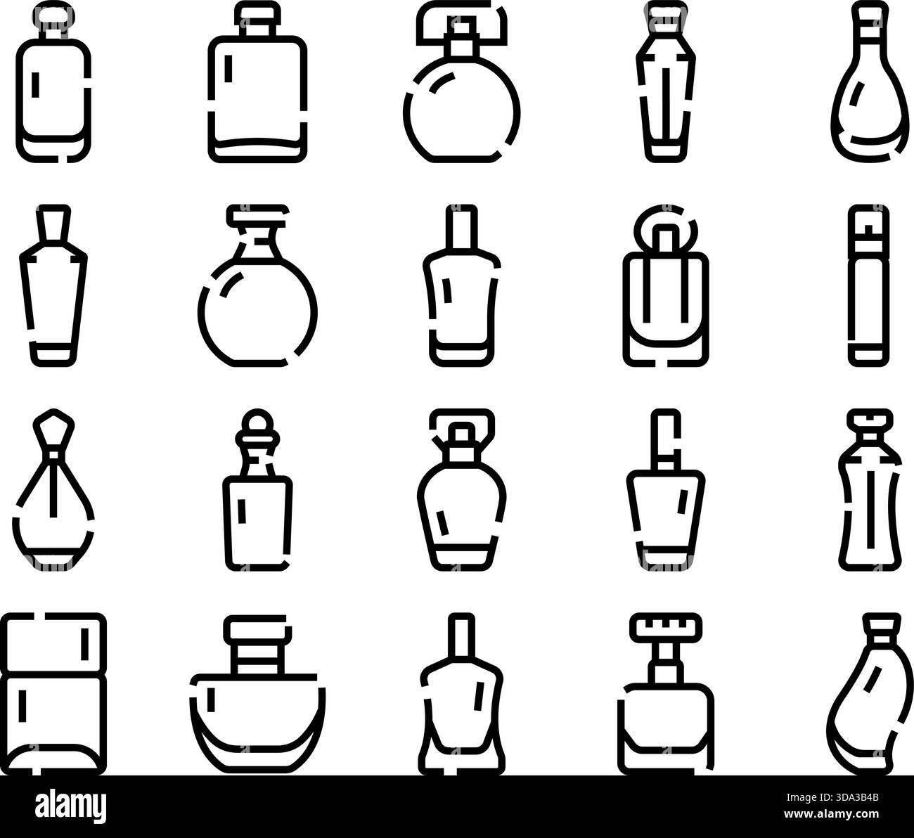 Perfume bottles isolated vector Black and White Stock Photos & Images ...