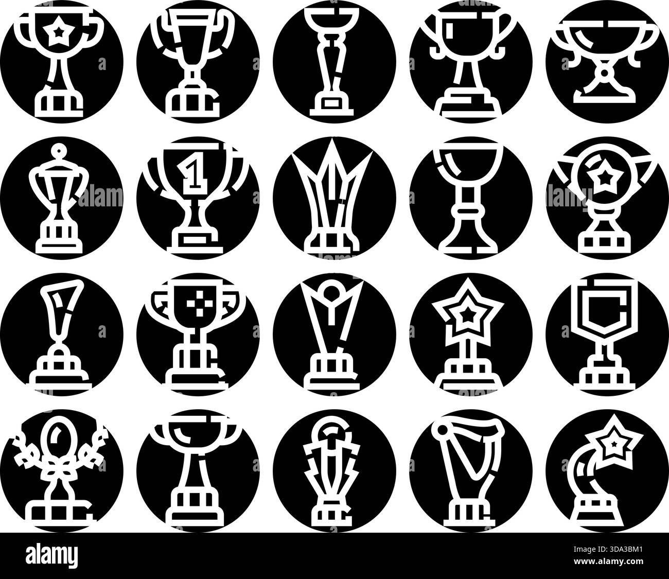 Collection of trophy icons representing success and competition Stock ...