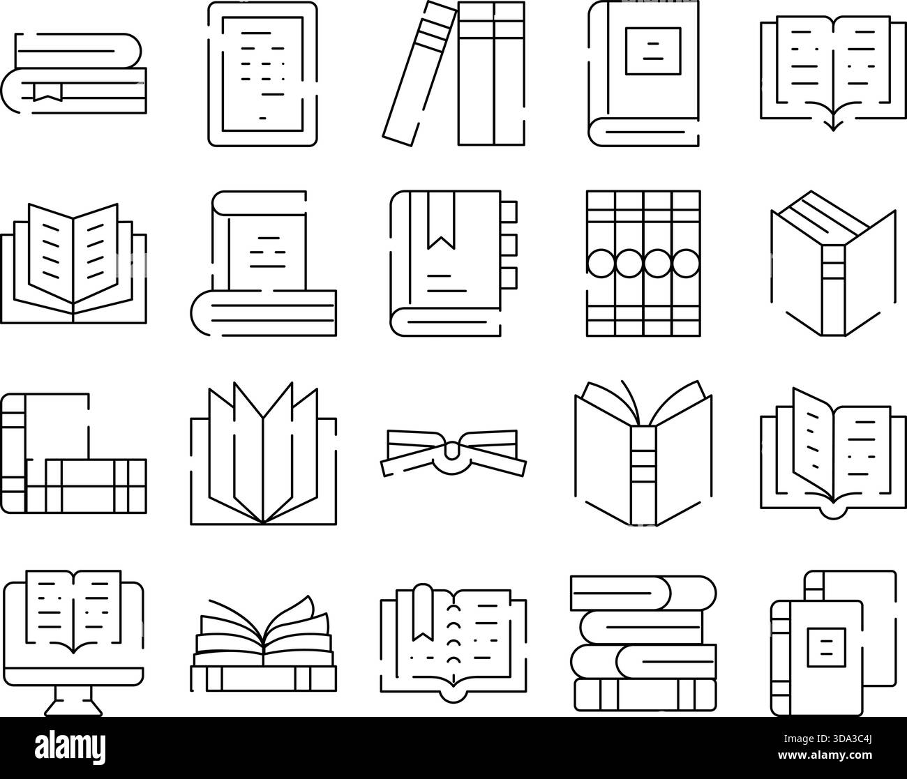 Books reading education icons Black and White Stock Photos & Images - Alamy