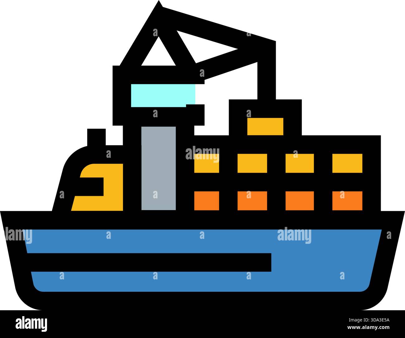 Cargo ship transporting containers icon representing global logistics ...