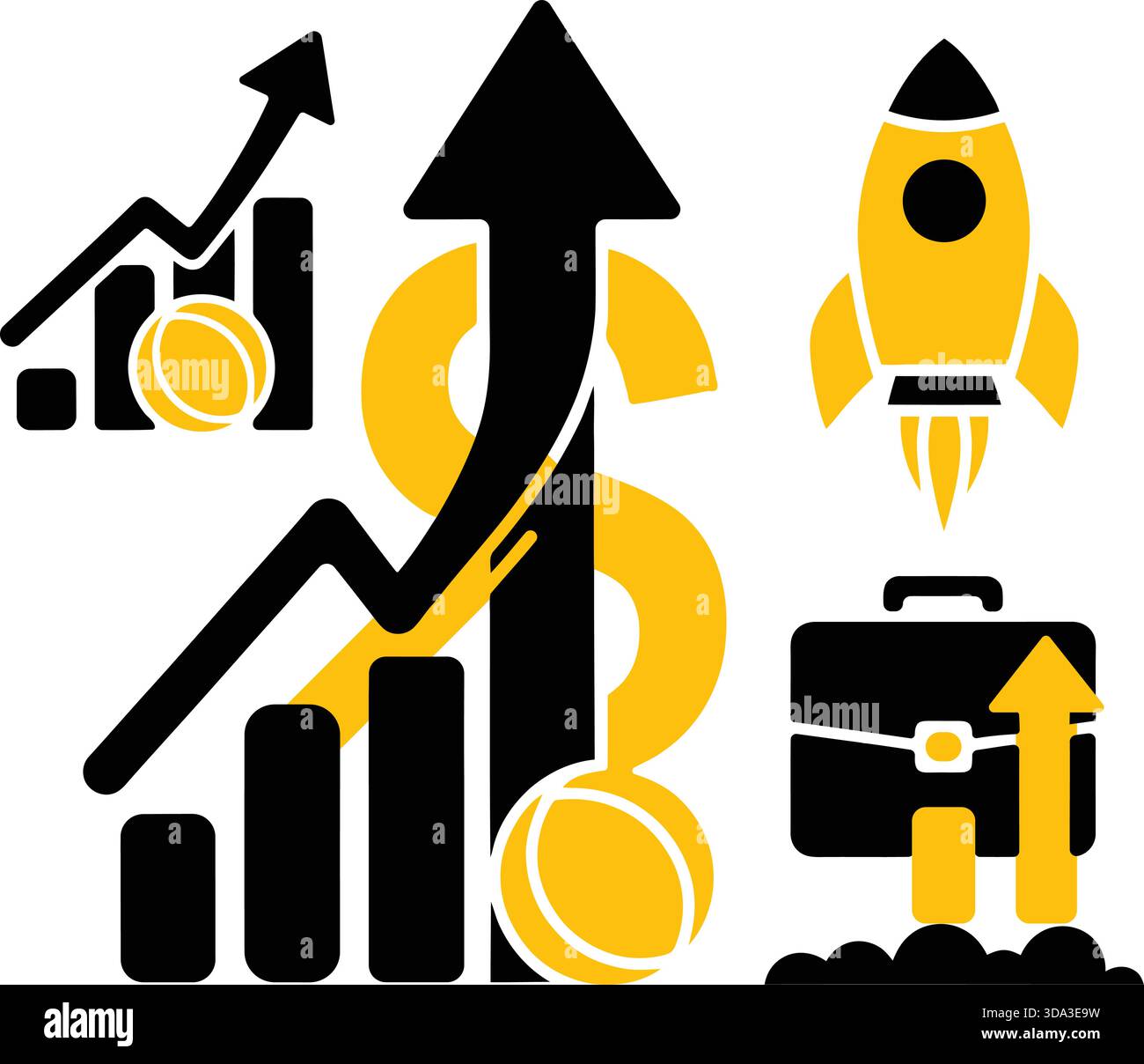Business rocket money bag Stock Vector Images - Alamy