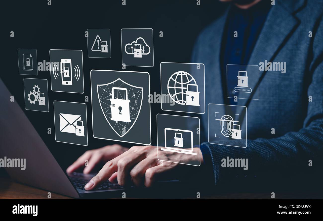 Cybersecurity and data protection technology concept. Cyber security ...
