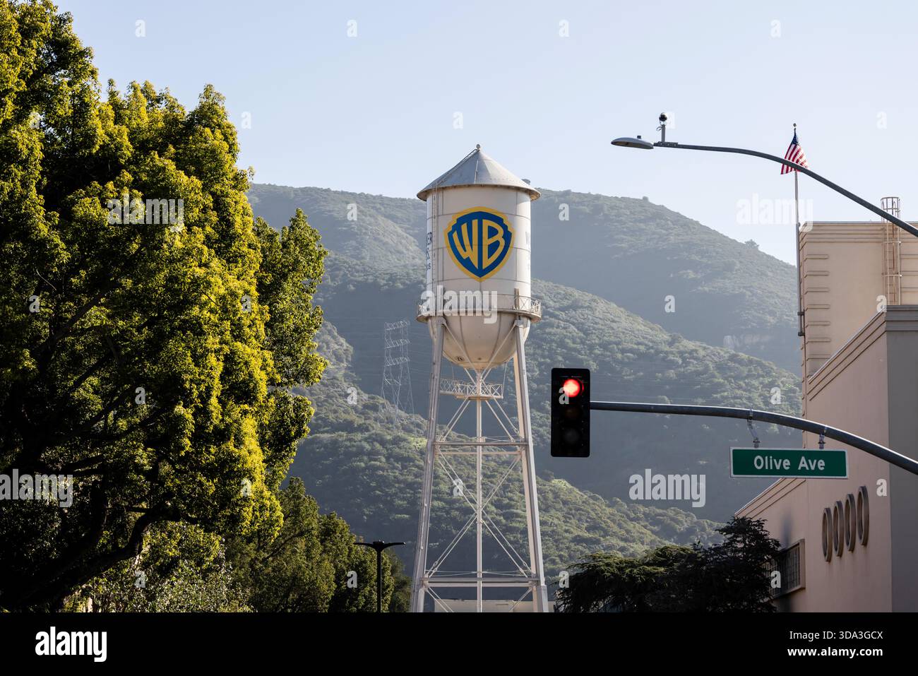A water tower on the Warner Brothers studio lot. 12/7/2025 Burbank, CA ...