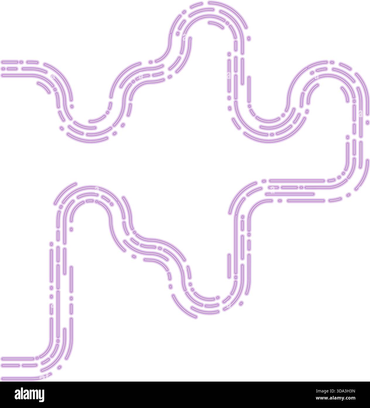 Progressive neon dashed strokes create an irregular cascading path with ...