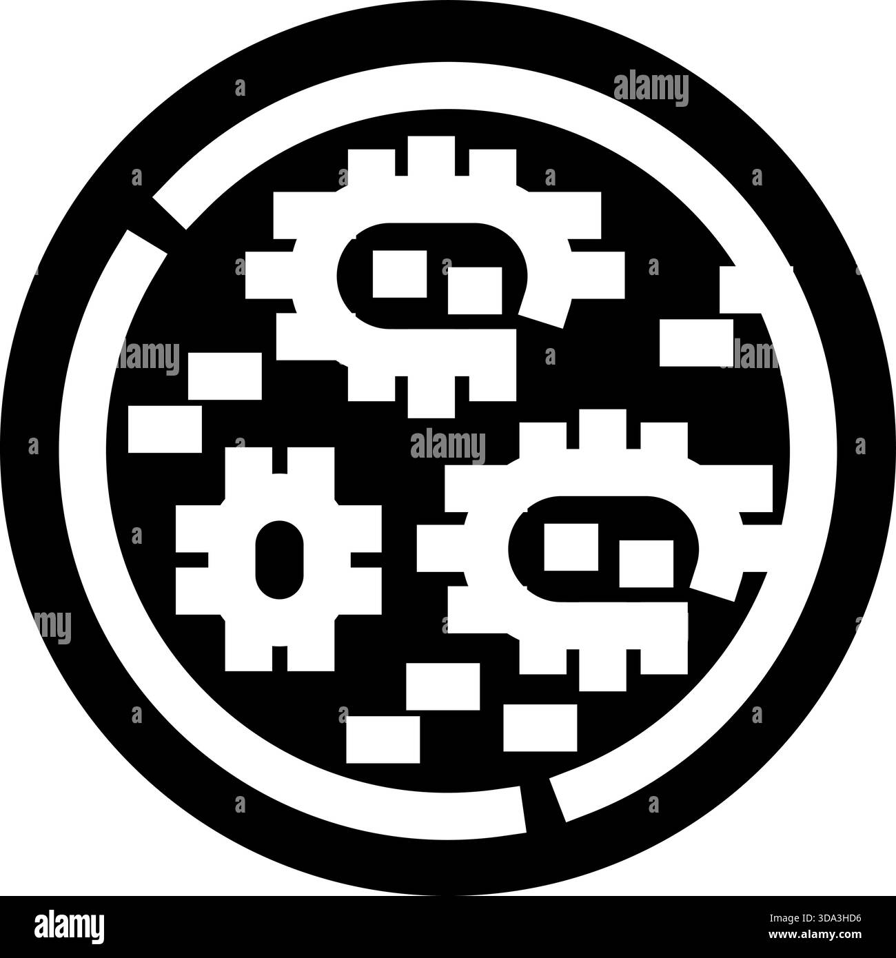 Gears mechanism working together within a circular system Stock Vector ...