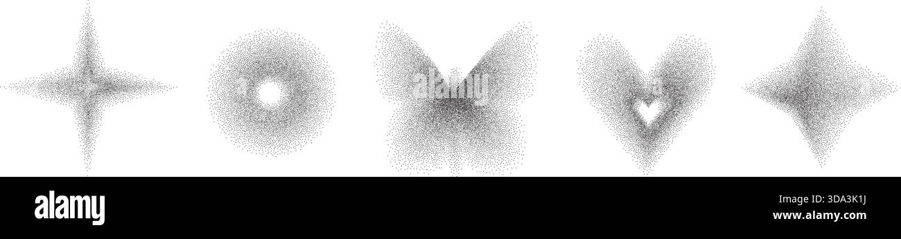 Black grain gradient shapes. Y2k dot noise figures set. Crown ...