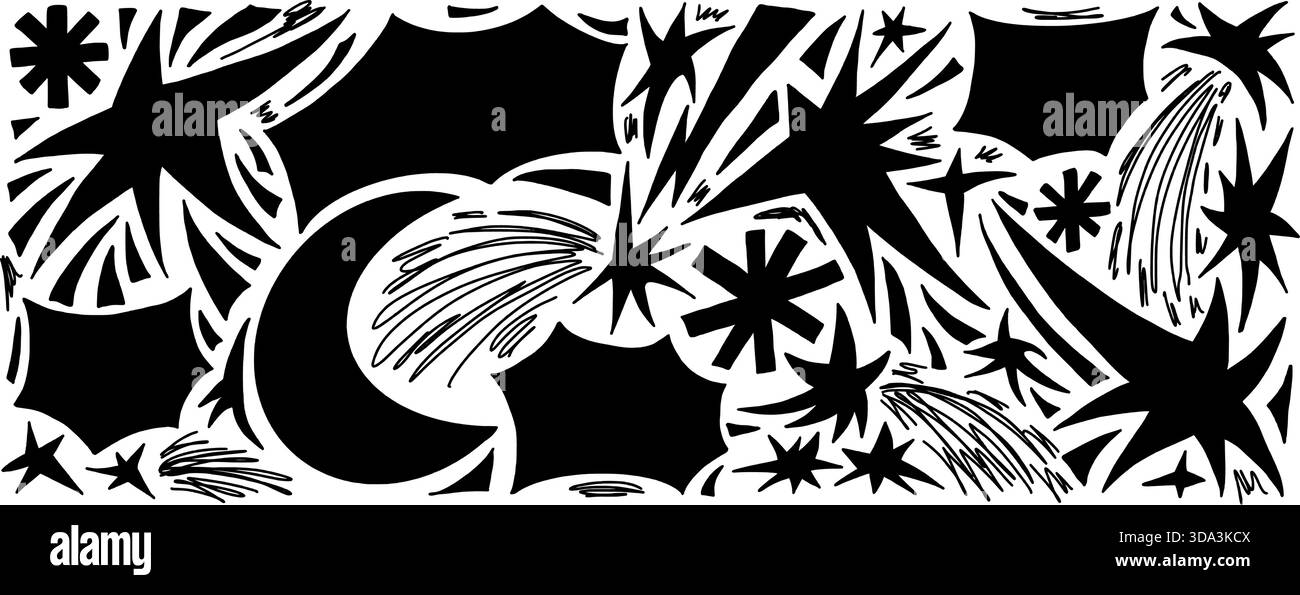 Space stars cutout paper silhouette abstract geometric shapes ...
