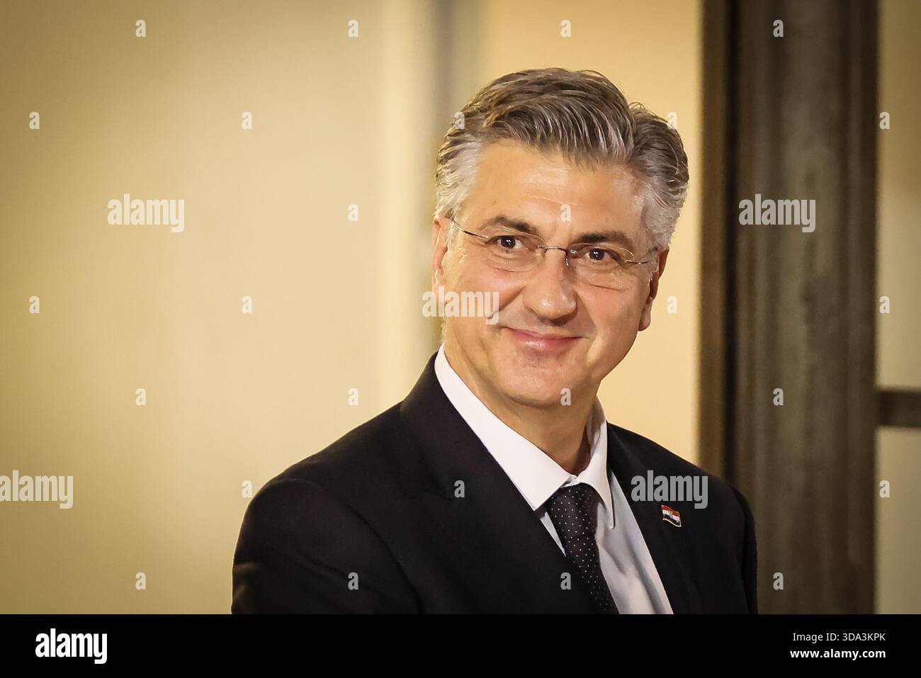 Croatia's Prime Minister Andrej Plenkovic arrives at the Elysee Palace ...