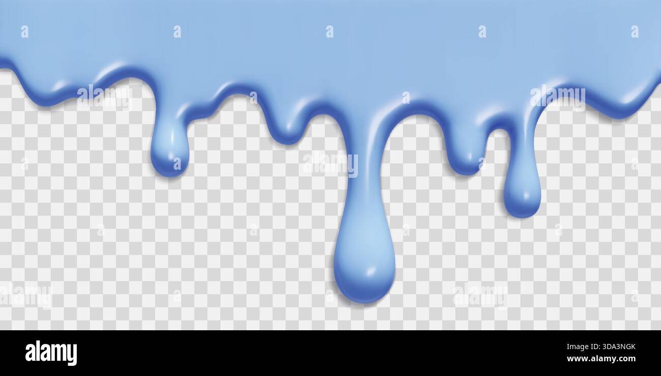 Dripping ice cream glaze with melting blue frosting on transparent ...