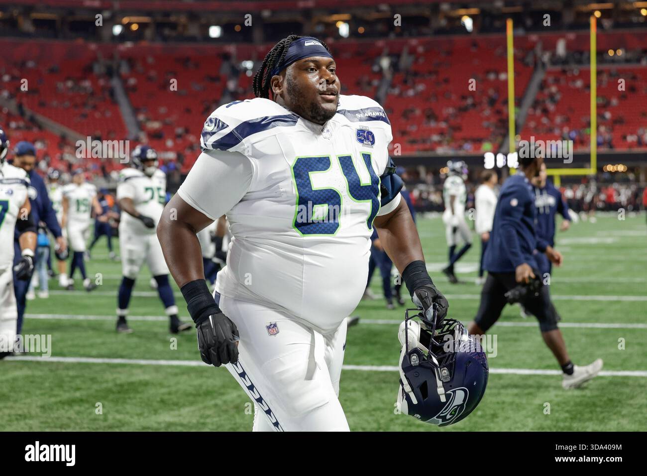 Seattle Seahawks guard Christian Haynes (64) walks to the locker room ...