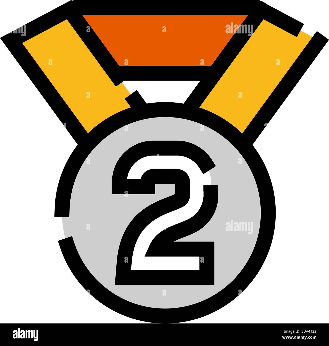 Silver second place medal representing achievement and reward Stock ...