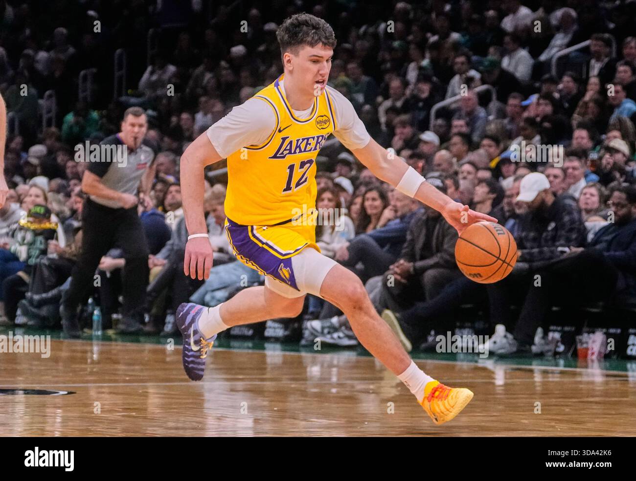 Los Angeles Lakers forward Jake Laravia (12) during an NBA basketball ...
