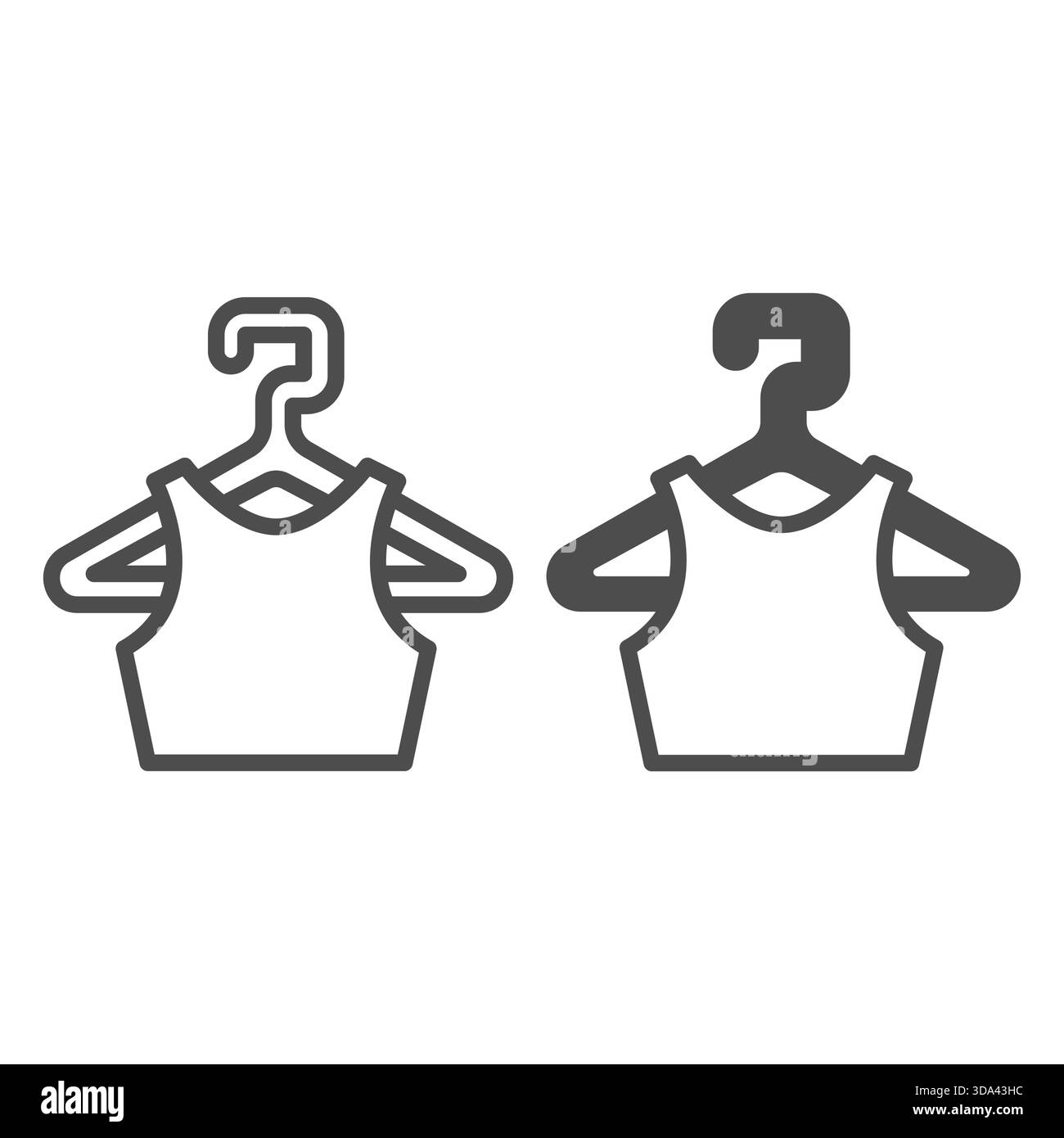 Hanger with shirt line and solid icon, sewing theme concept. Vector ...