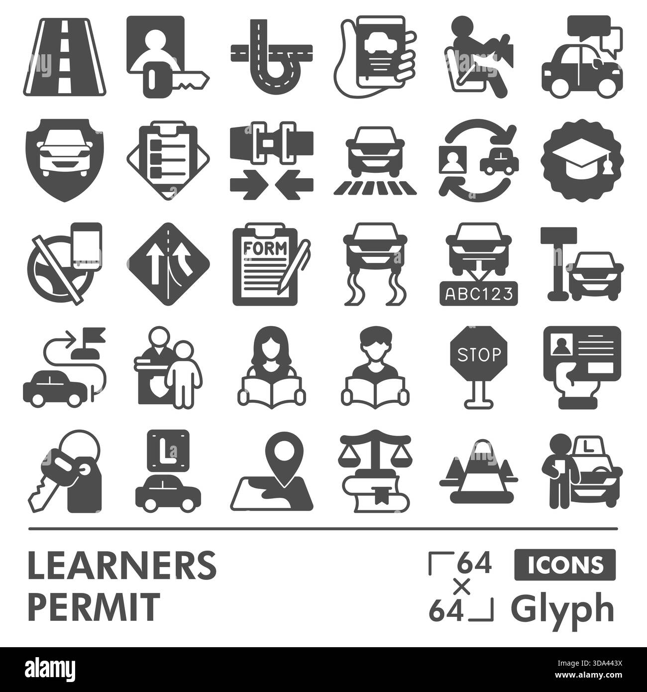 Learners permit symbols collection or sketches, driving theme bubble ...