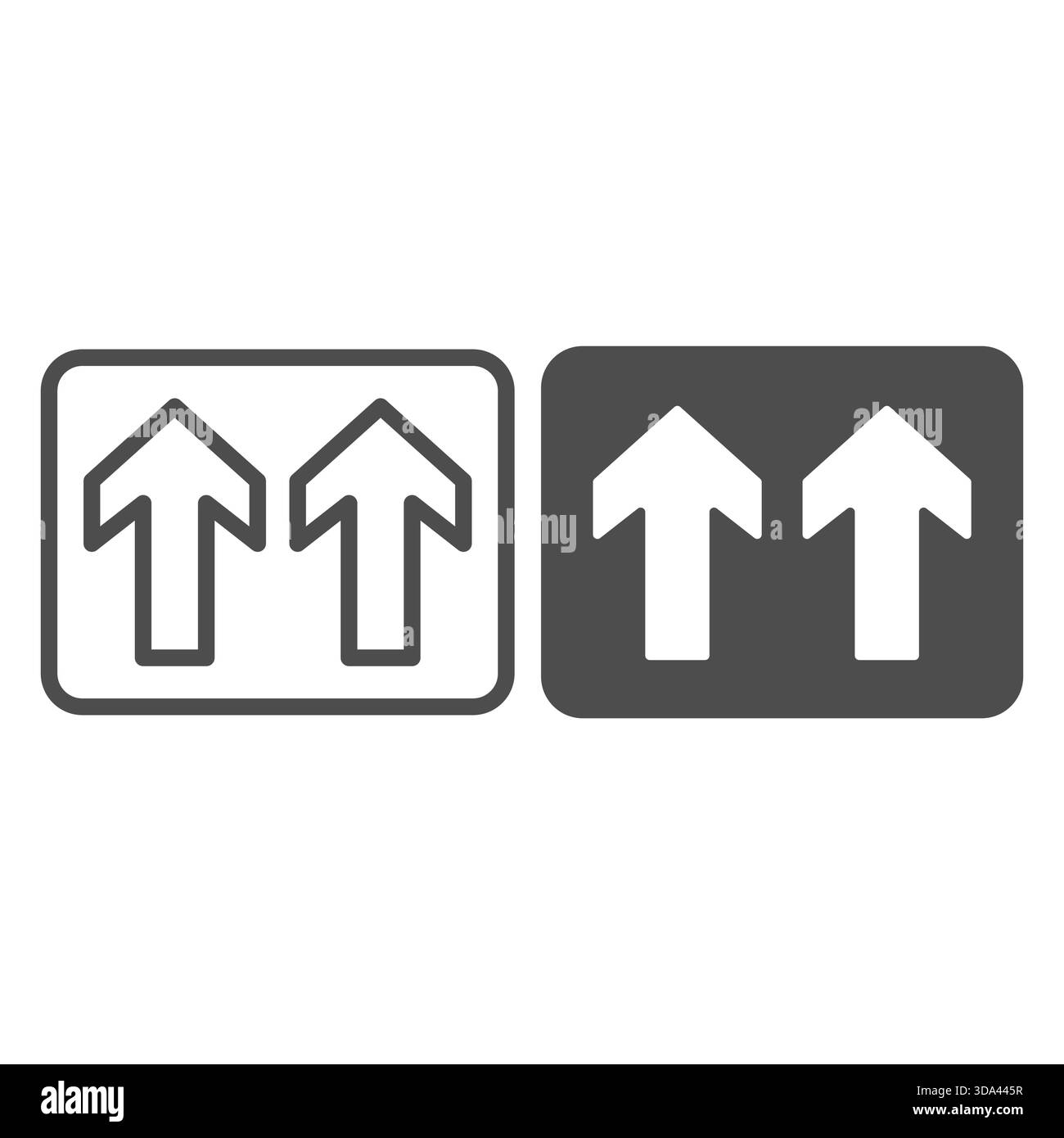 One way forward traffic line and solid icon, driver license concept ...