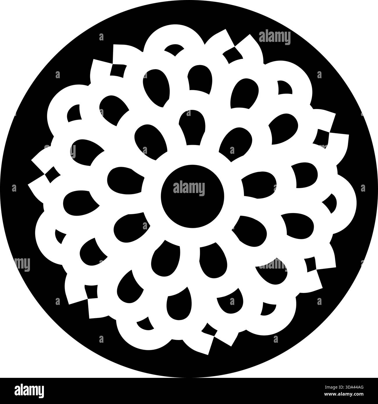 Creative mandala design symmetrical Black and White Stock Photos ...