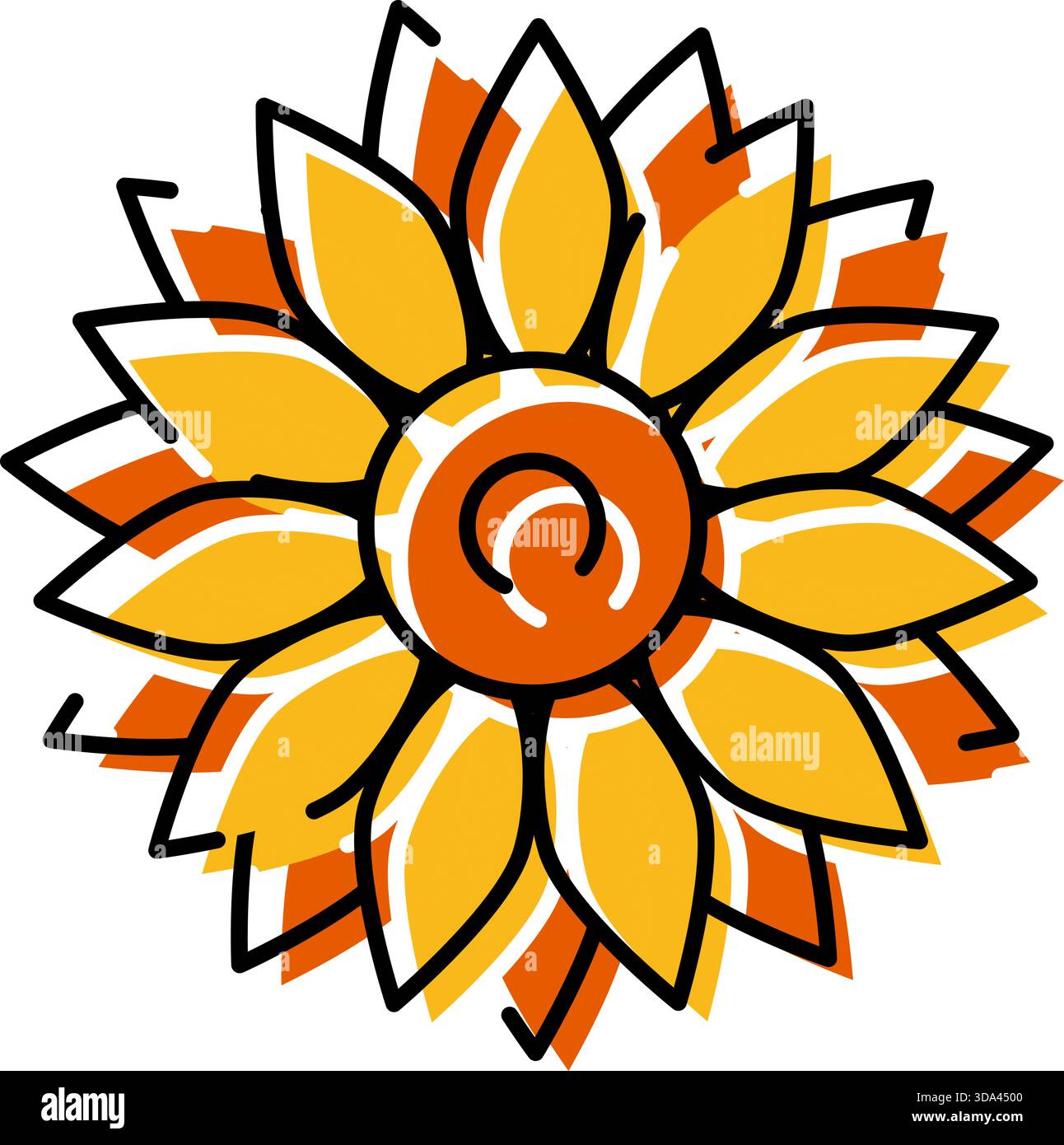 Stylized sunflower drawing representing summer and nature Stock Vector ...