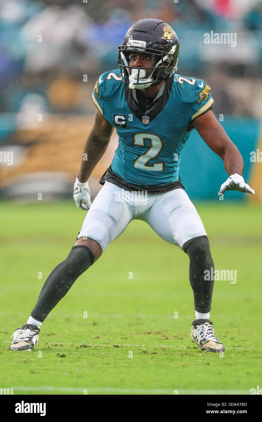 Jacksonville Jaguars cornerback Jourdan Lewis (2) reacts to the play ...