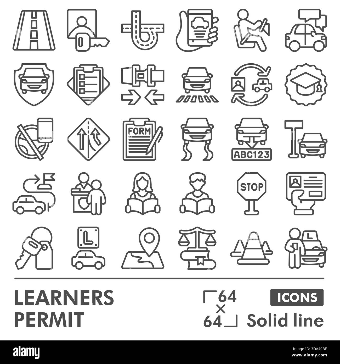 Learners permit symbols collection or sketches, driving theme bubble ...