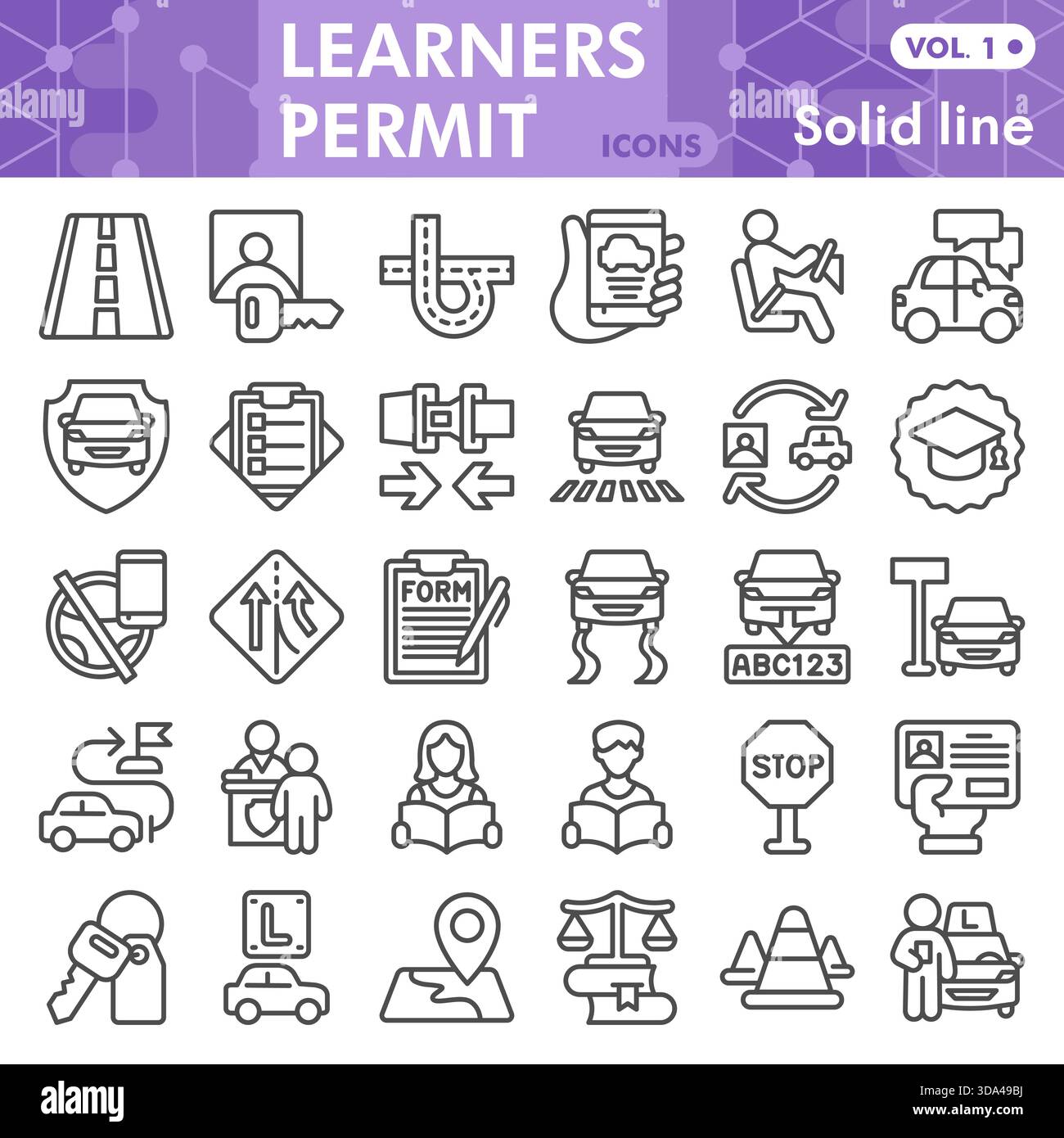 Learners permit symbols collection or sketches, driving theme bubble ...