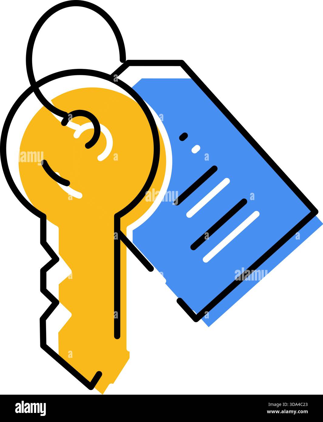 House key with tag representing property access Stock Vector Image ...