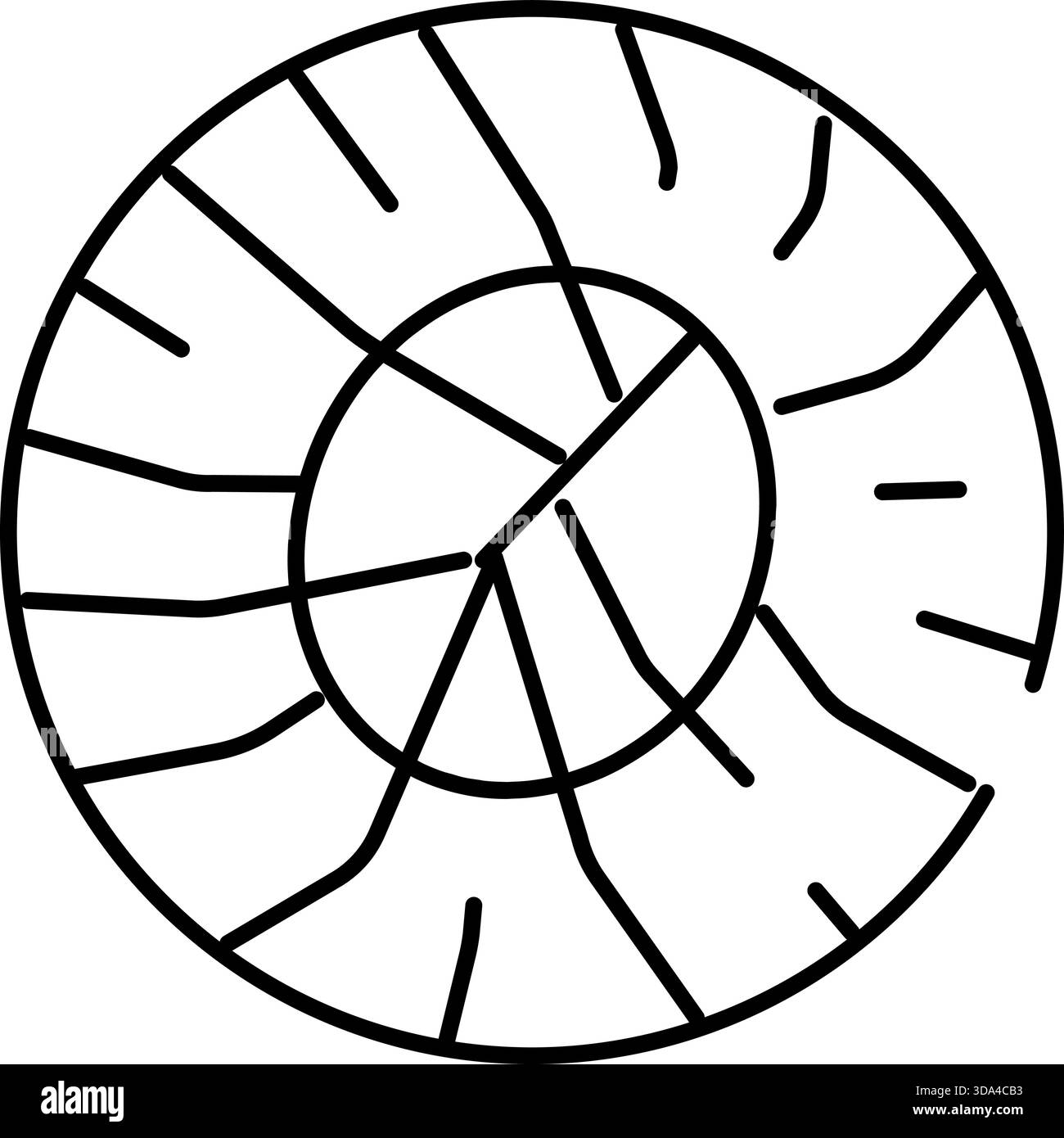 Ammonite shell fossil drawing with chambered structure Stock Vector ...