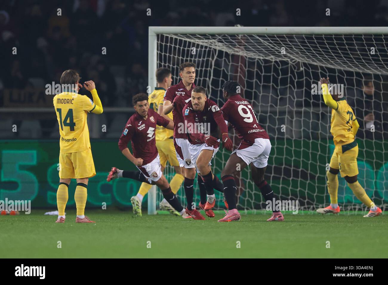 Turin, Italy, 8th December 2025. Nikola Vlasic of Torino FC celebrates ...