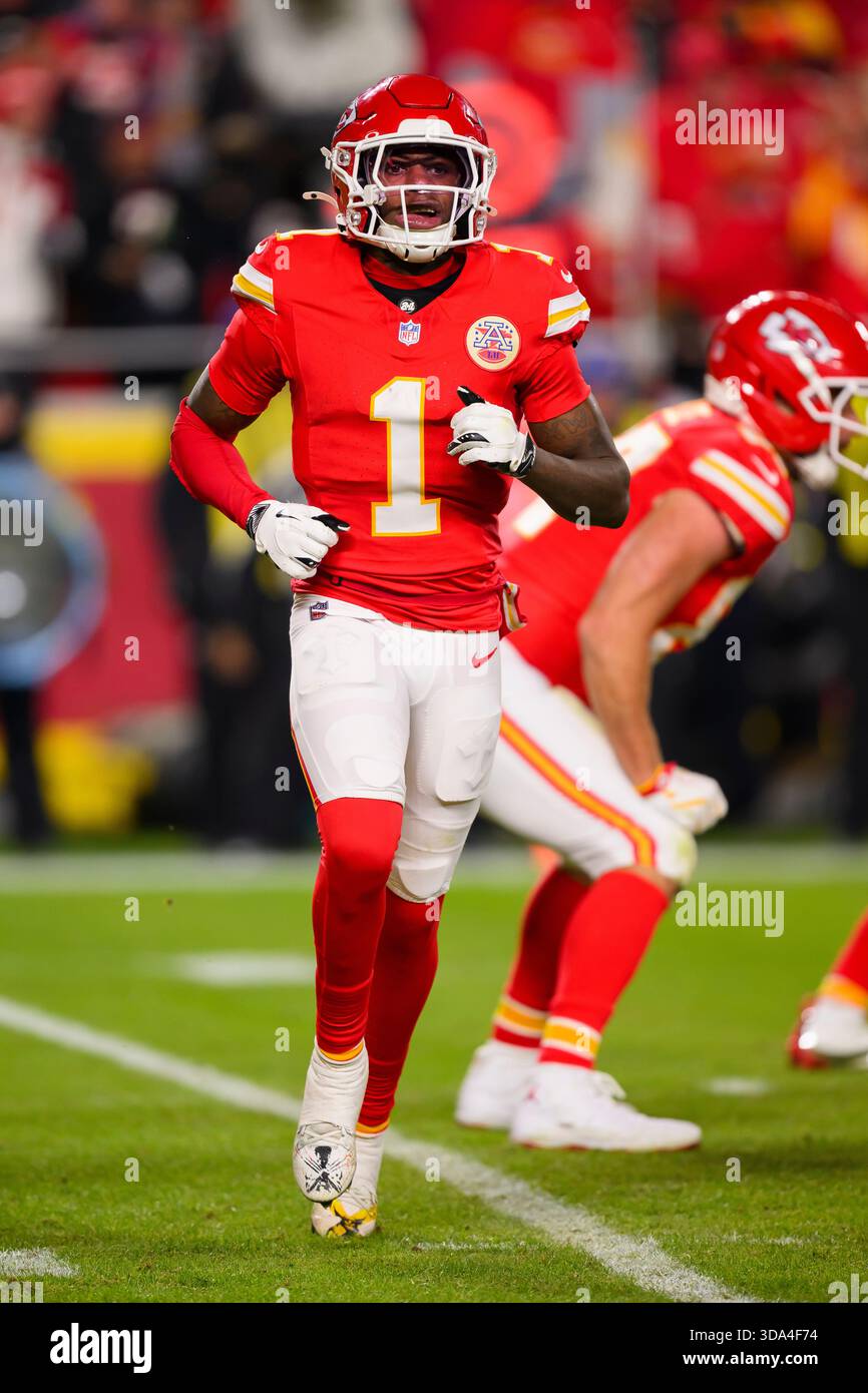Kansas City Chiefs wide receiver Xavier Worthy goes into motion during ...