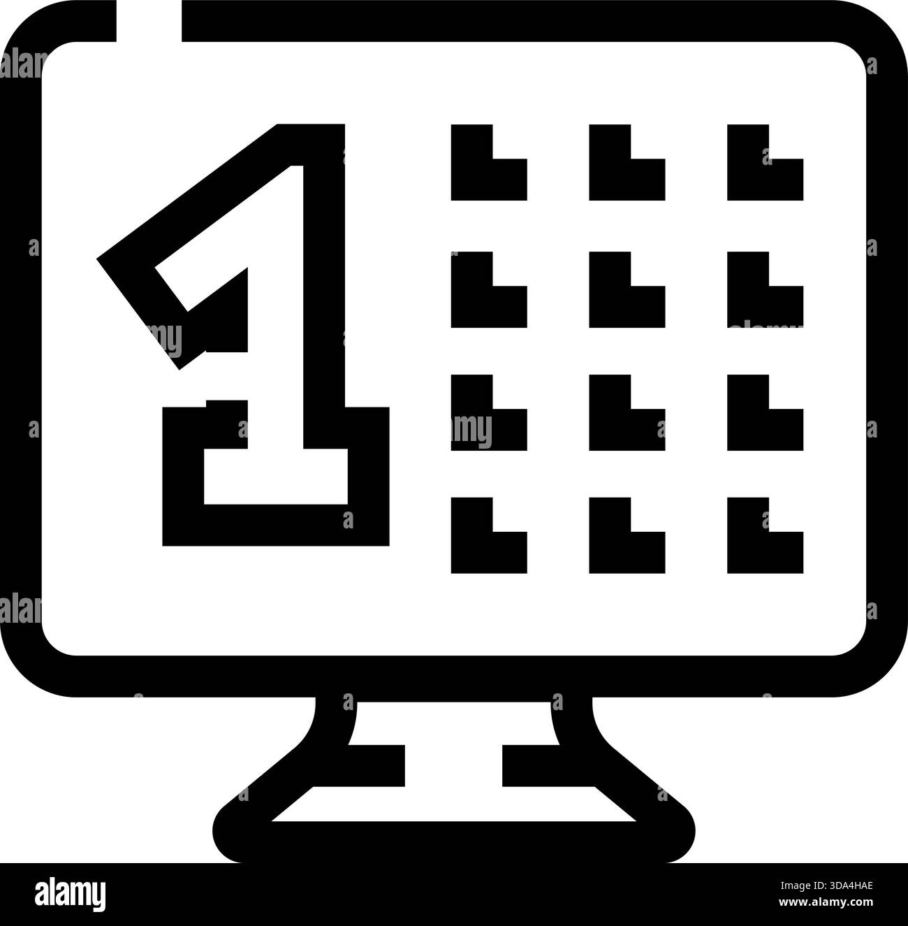 Line icon computer displaying Black and White Stock Photos & Images - Alamy