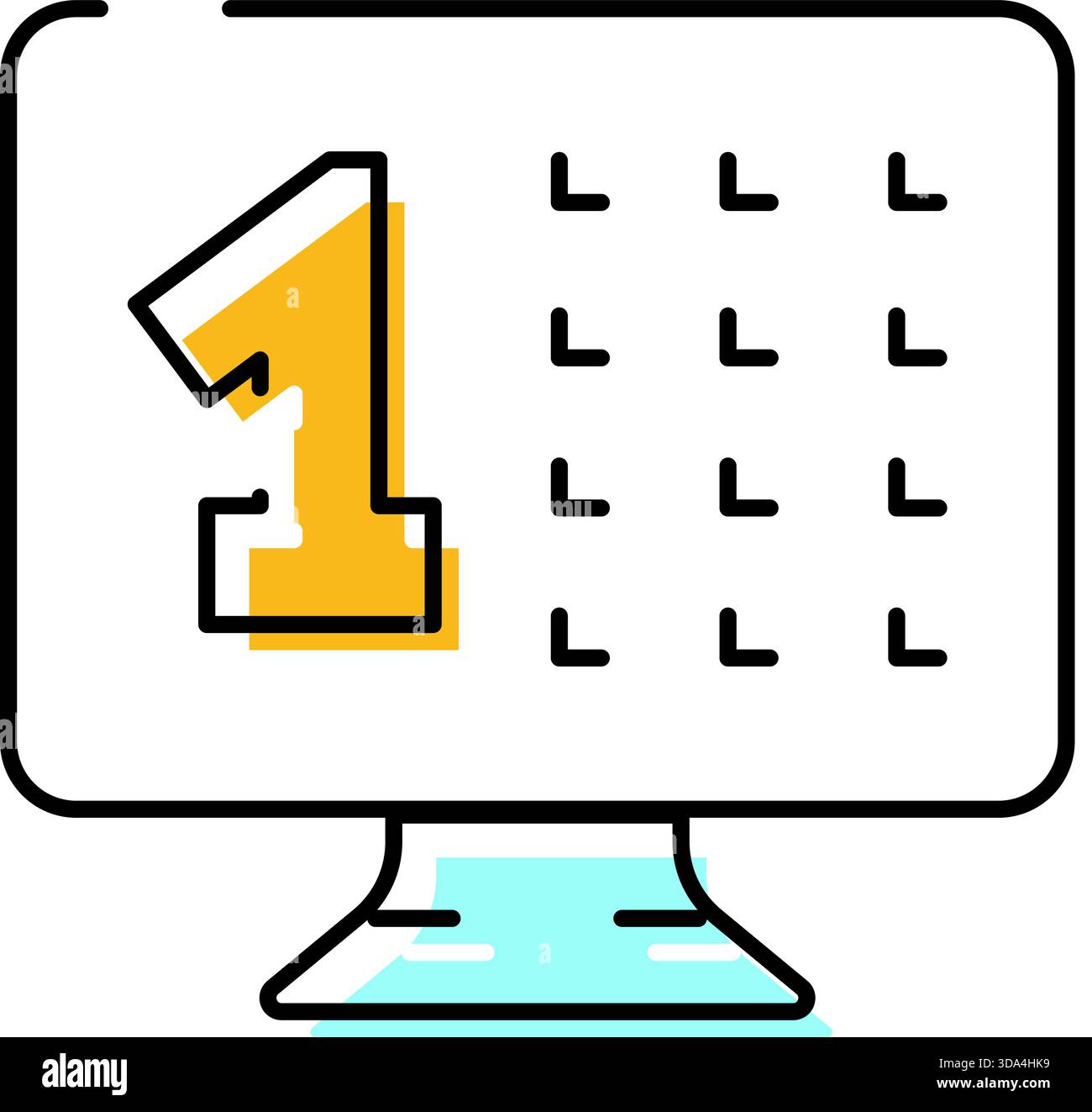 Computer monitor displaying calendar date number one icon Stock Vector ...