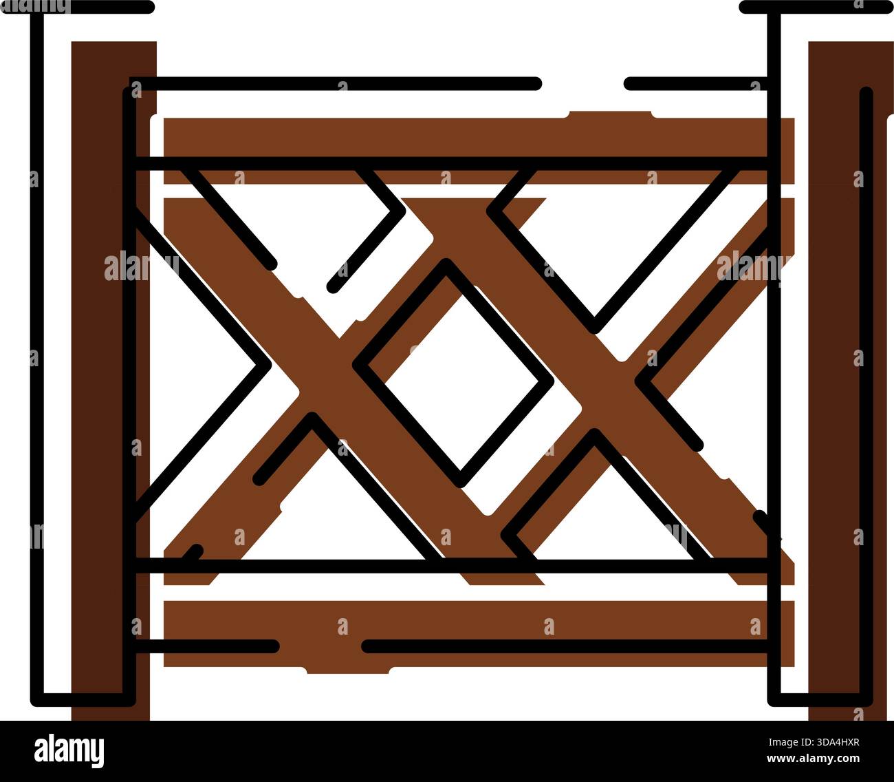 Wooden fence barrier icon separating boundary landscape Stock Vector ...