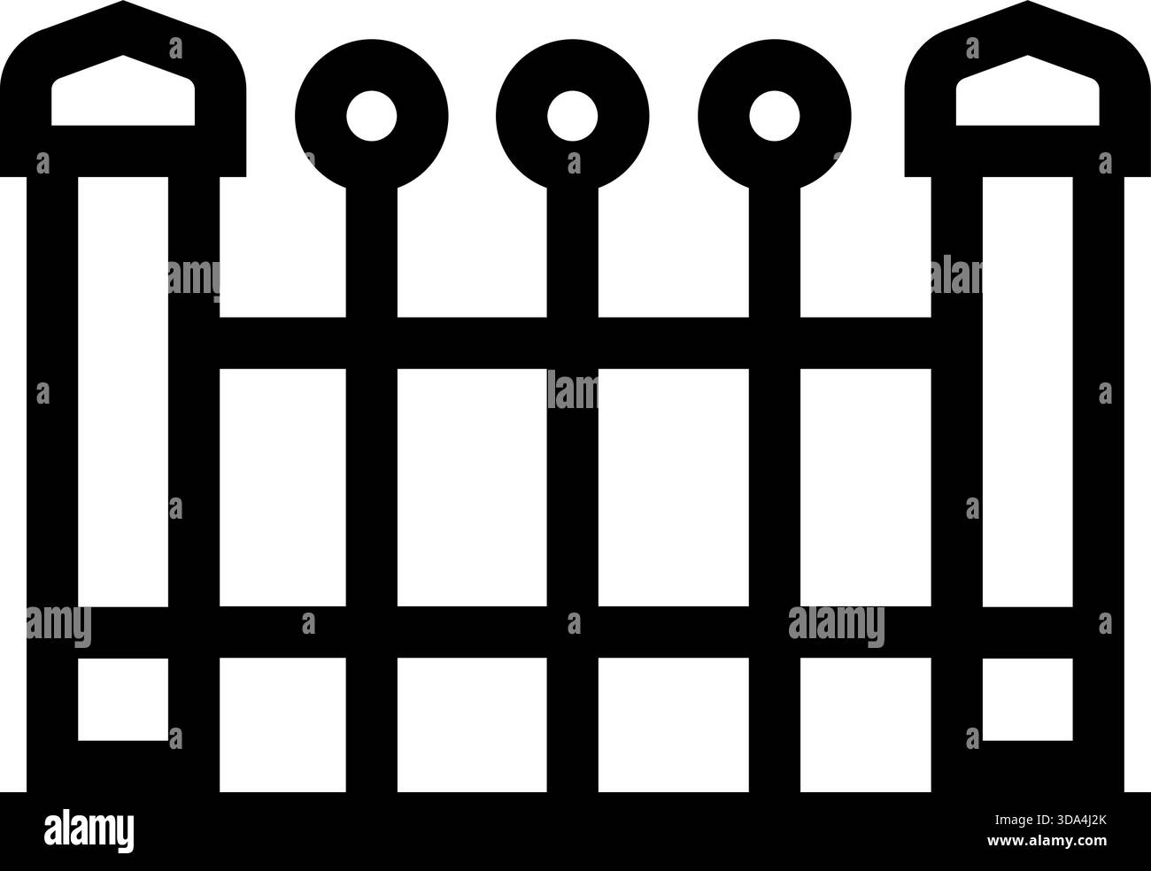 Fence barrier outlining property boundary enclosure on white Stock ...