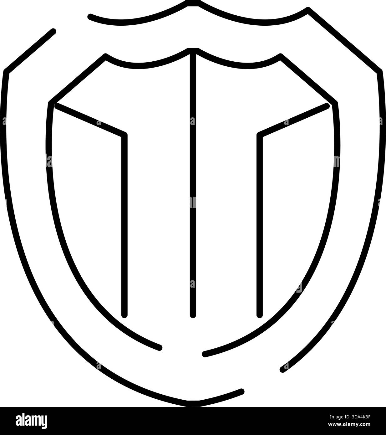 Minimalist line art illustration shield Black and White Stock Photos ...