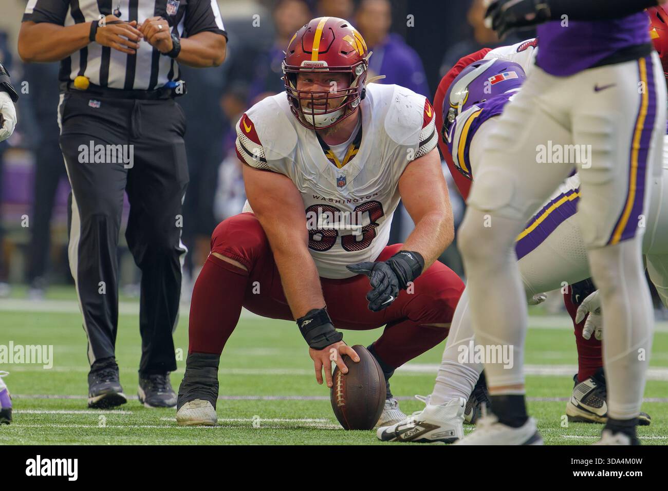 Washington Commanders Center Tyler Biadasz (63) prior to snap during ...