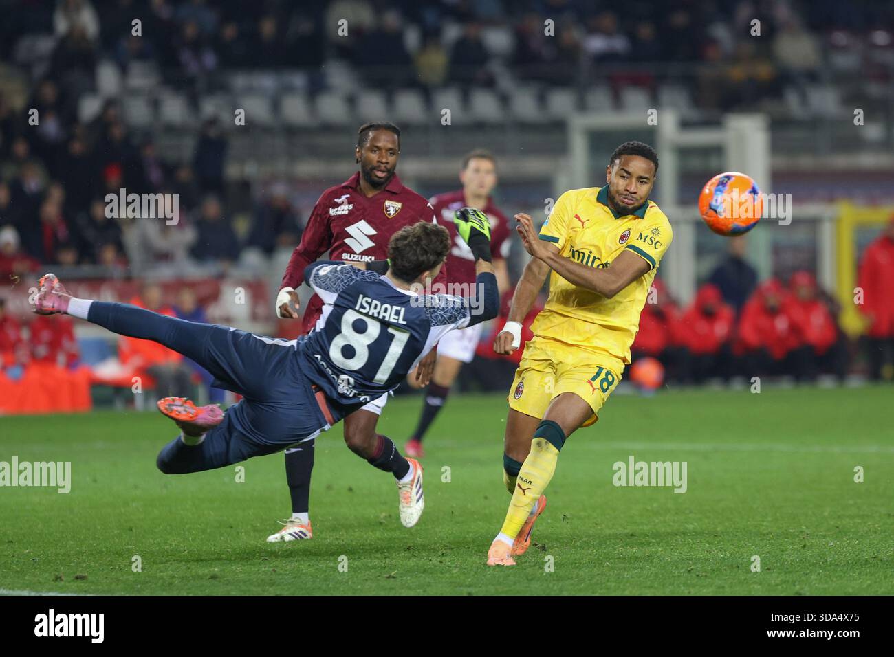 Milan's Christopher Nkunku fights for the ball during the Serie A ...