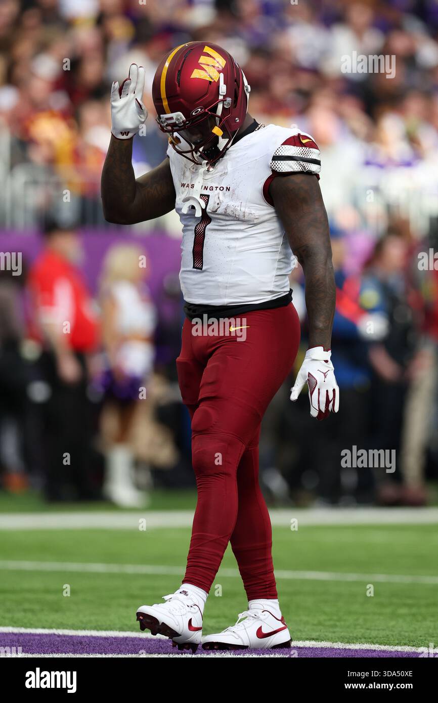 Washington Commanders wide receiver Deebo Samuel Sr. reacts after a ...