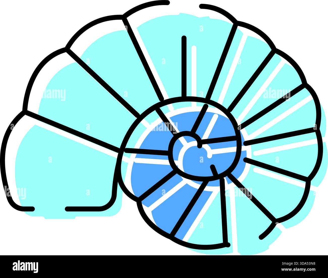 Ammonite fossil shell spiral drawing paleontology icon Stock Vector ...