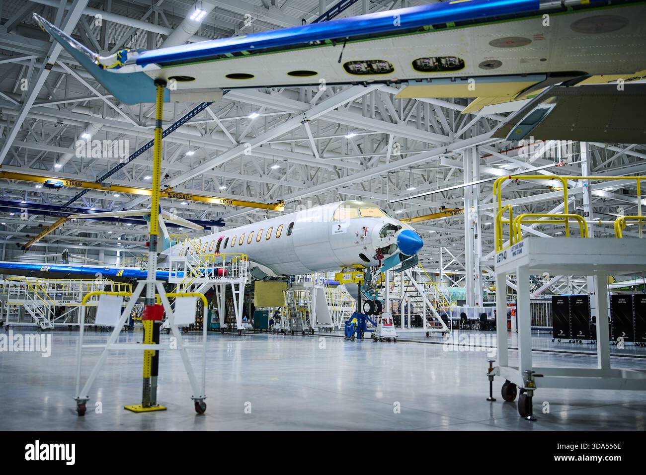 Jet planes are assembled at Bombardier's aircraft assembly centre in ...