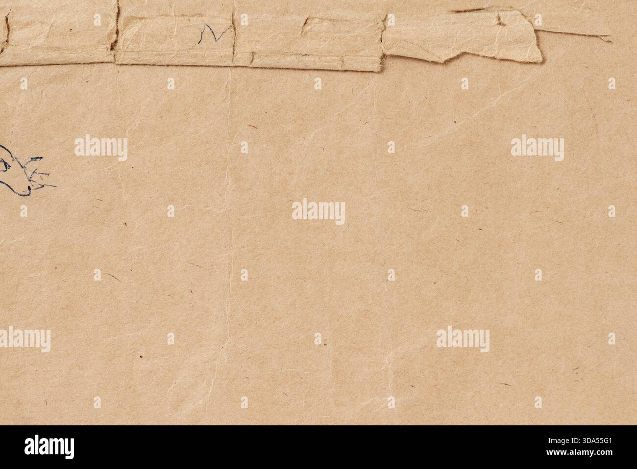 Brown Wrinkled Kraft Paper with Doodles. Faded sheet of kraft paper ...