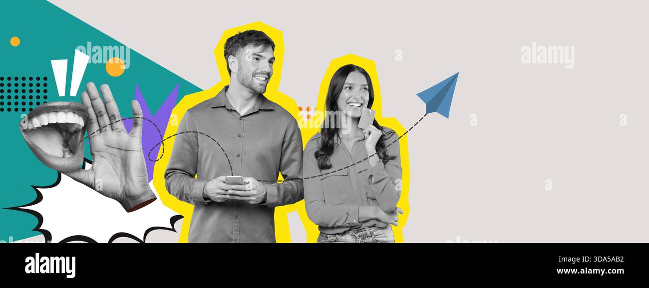 Creative Collage Showcasing Fun Interaction Between Two People in a ...