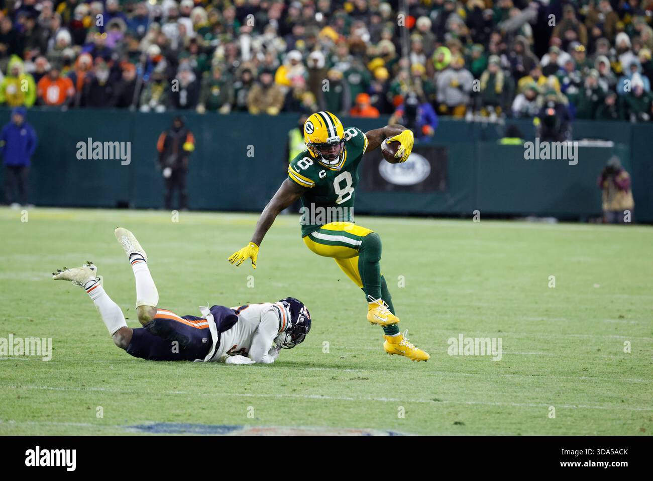 Green Bay Packers running back Josh Jacobs (8) during an NFL football ...