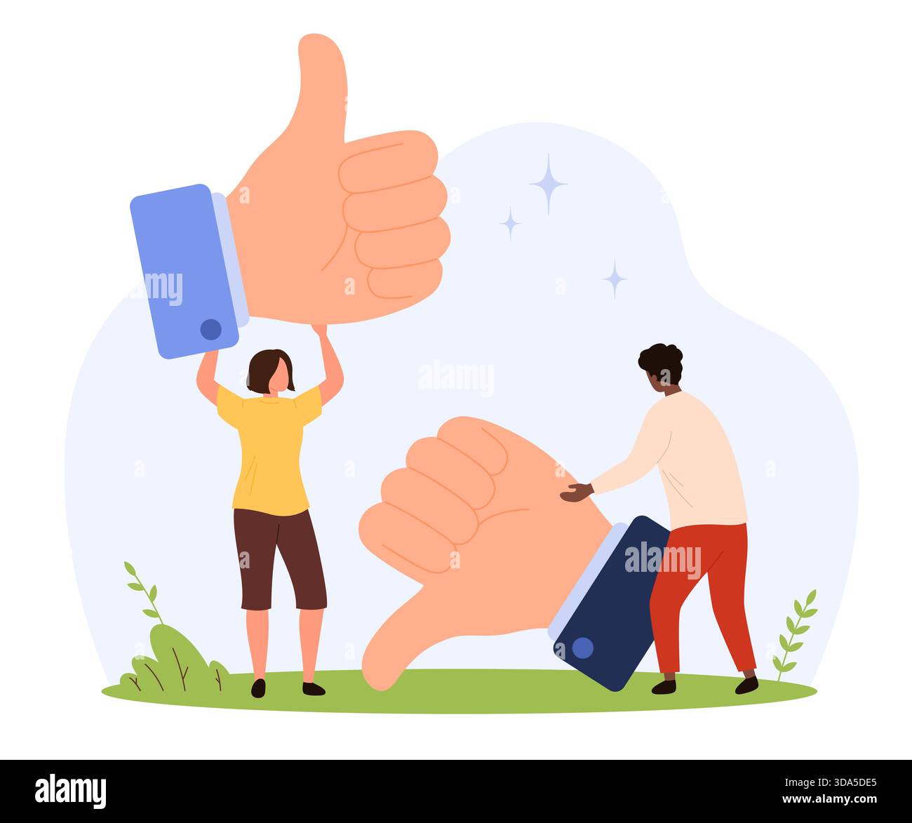 Woman and man thumbs up and down Stock Vector Images - Alamy