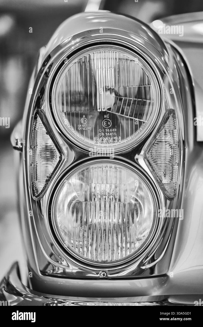 Detailed view, black and white photography, twin headlights for various ...