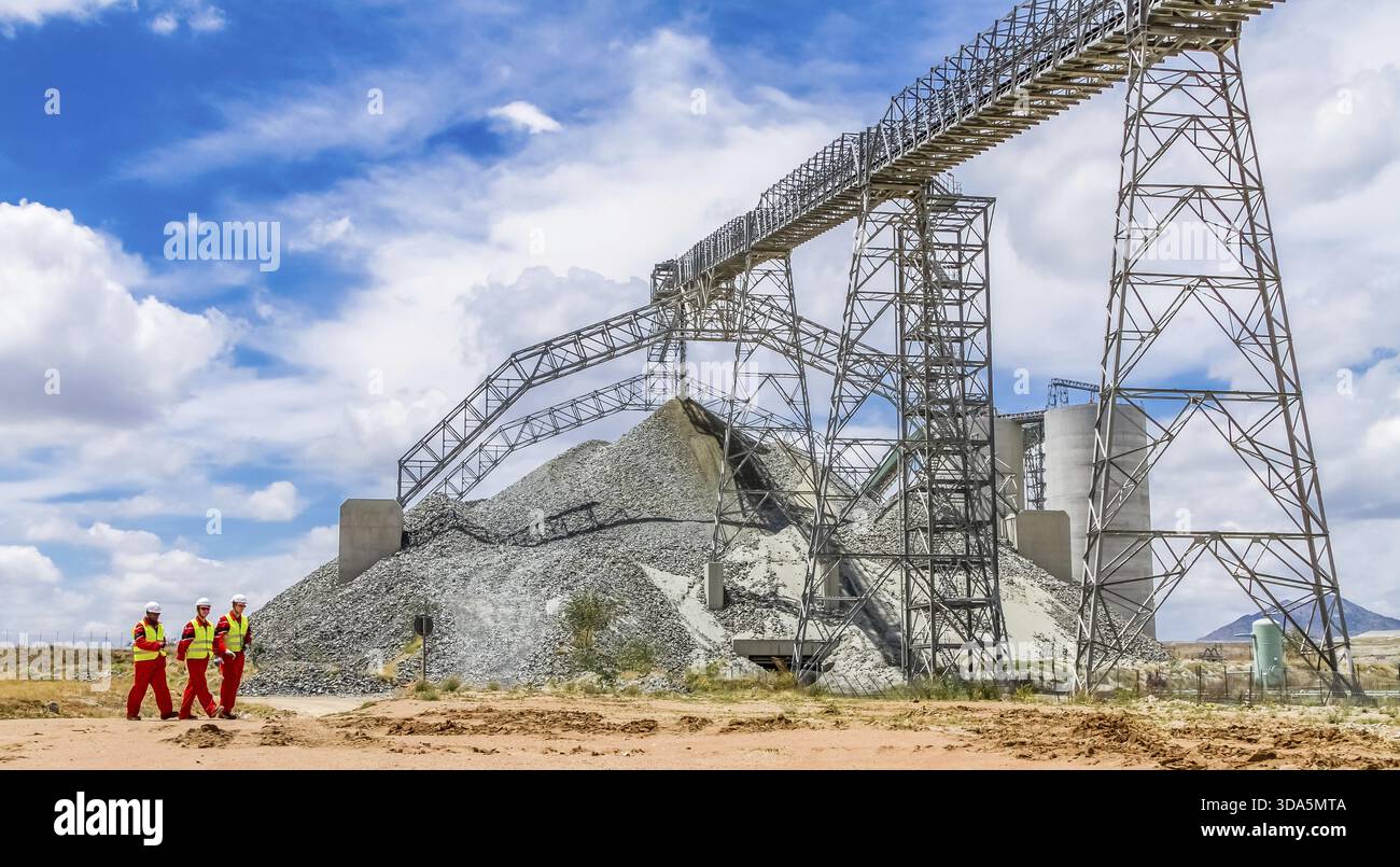 Rustenburg, South Africa, October 15, 2012, Conveyor belt transporting ...