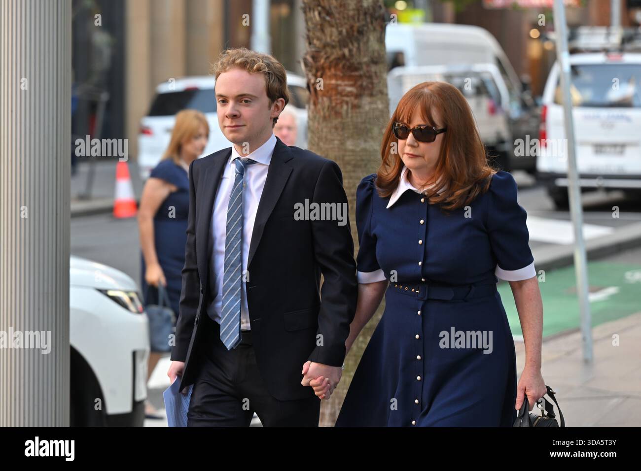 Graham Richardson’s wife Amanda and son Darcy arrive for the state ...